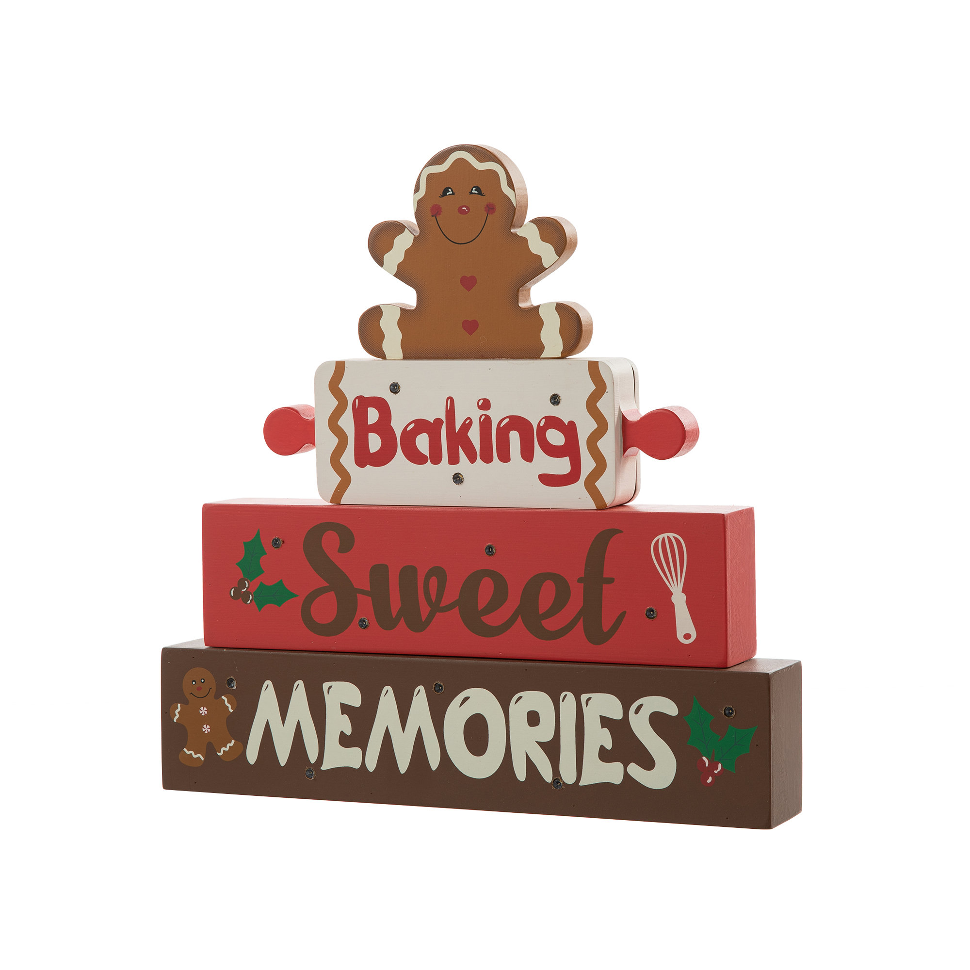 Glitzhome Lighted Wooden Christmas Gingerbread Man Block & Reviews ...