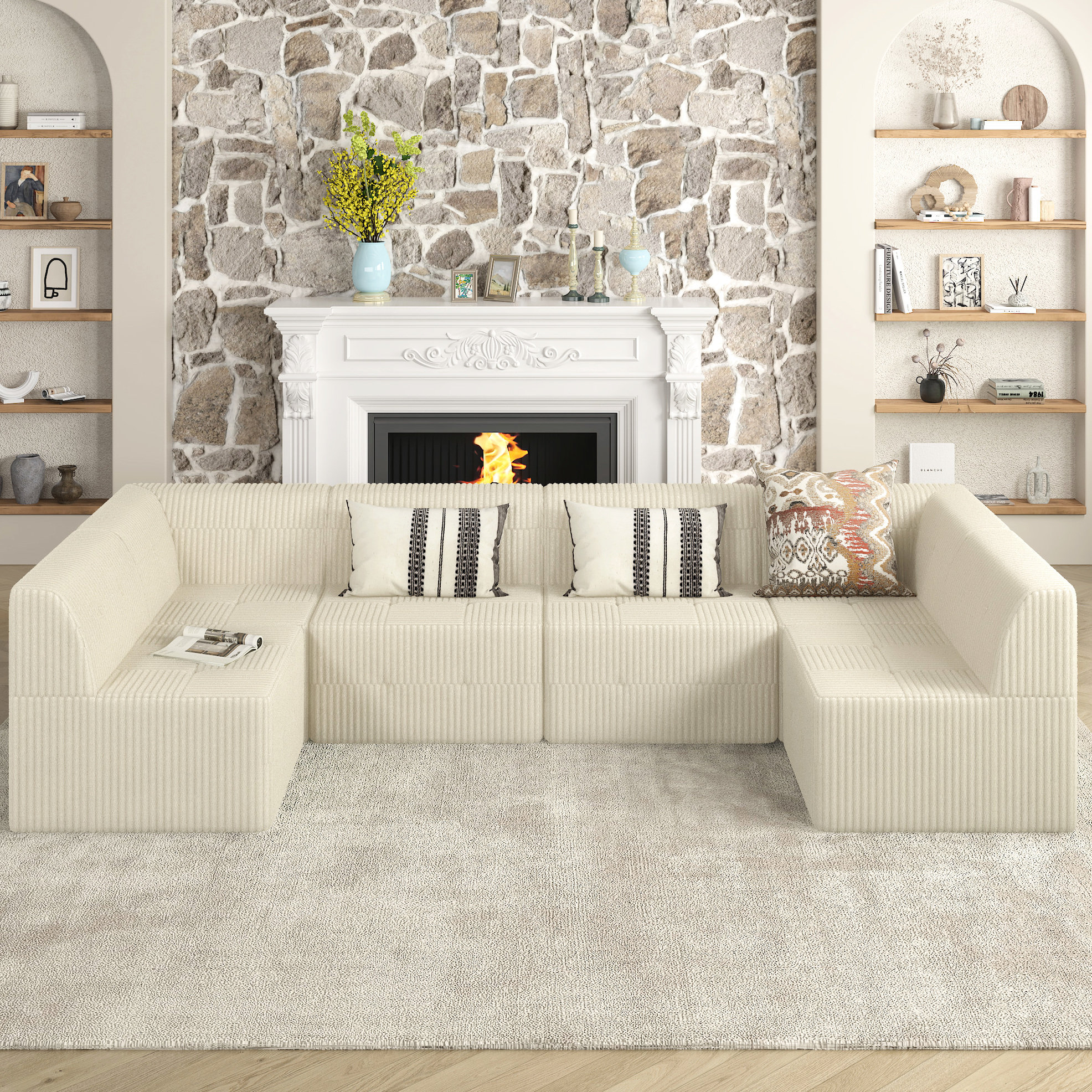 Banior U Shape Modular For Guest Room - Beige, No Assembly Required ...