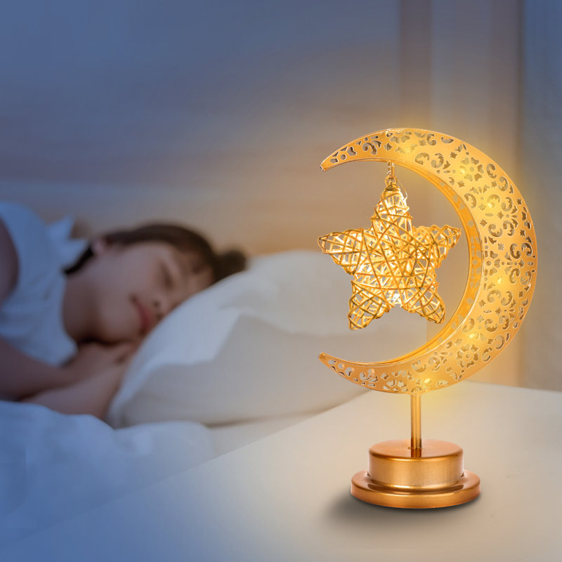 HEDAQI Cordless Battery Operated Crescent Moon Star LED Table Night ...