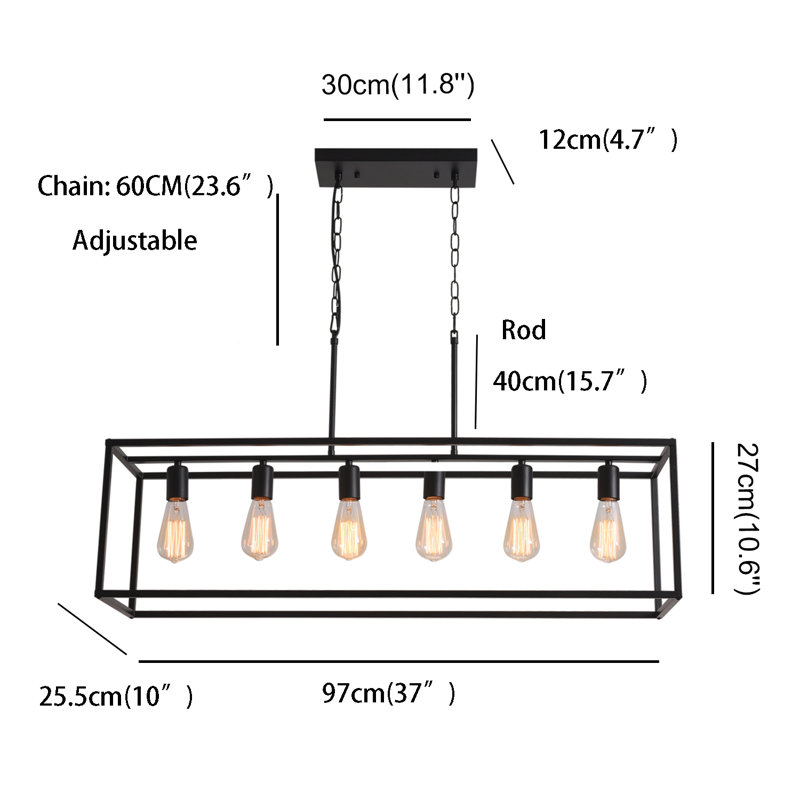 17 Stories Barineau 6 Lights 38" Rectangle Vintage Pendant Light Loft ...