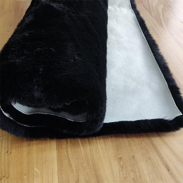 Mercer41 Adstock Faux Fur Black Rug | Wayfair