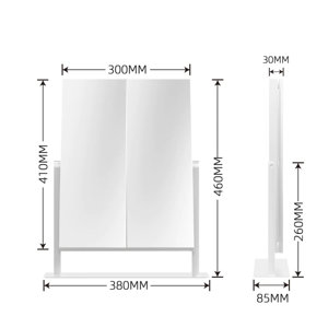 Ivy Bronx Lavish Tri Tone 360 Degree Tilt Vanity Mirror with Stand ...