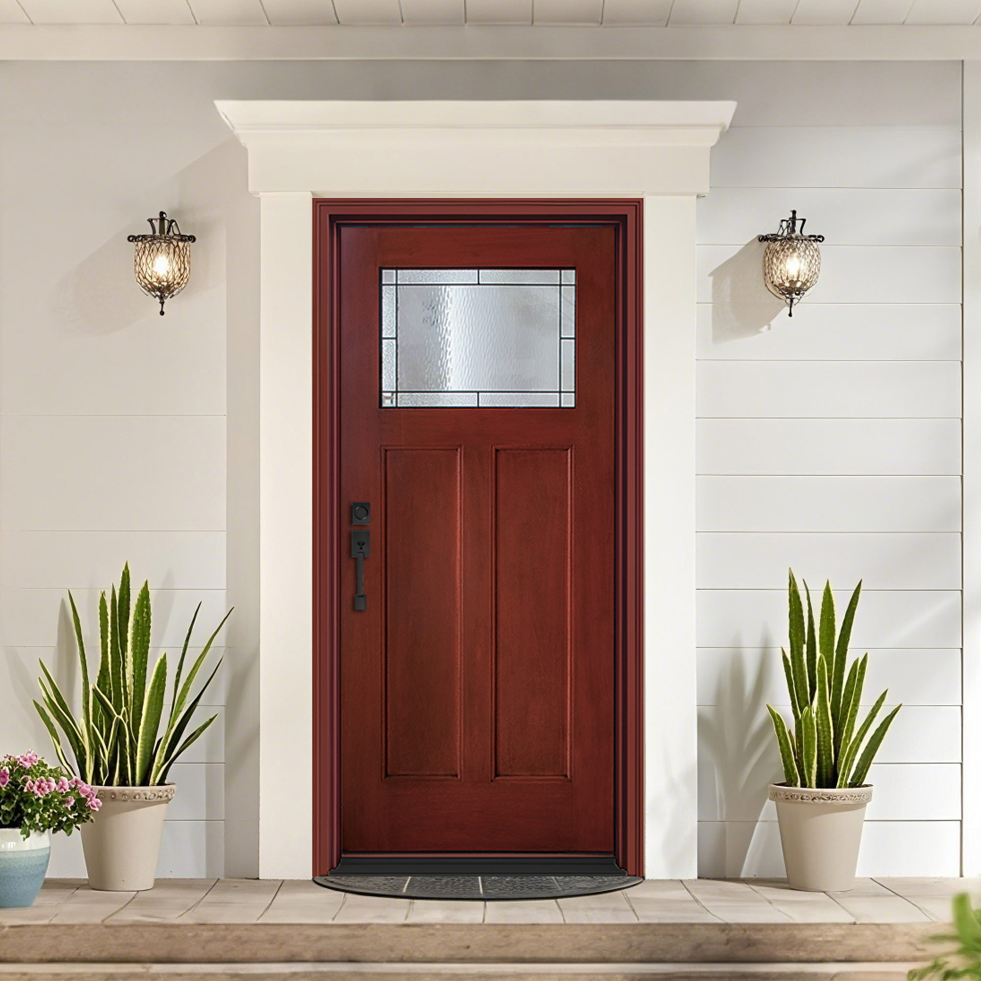 KHSHOW Fiberglass Exterior Door With Brickmould & Vinyl Frame,Knock ...