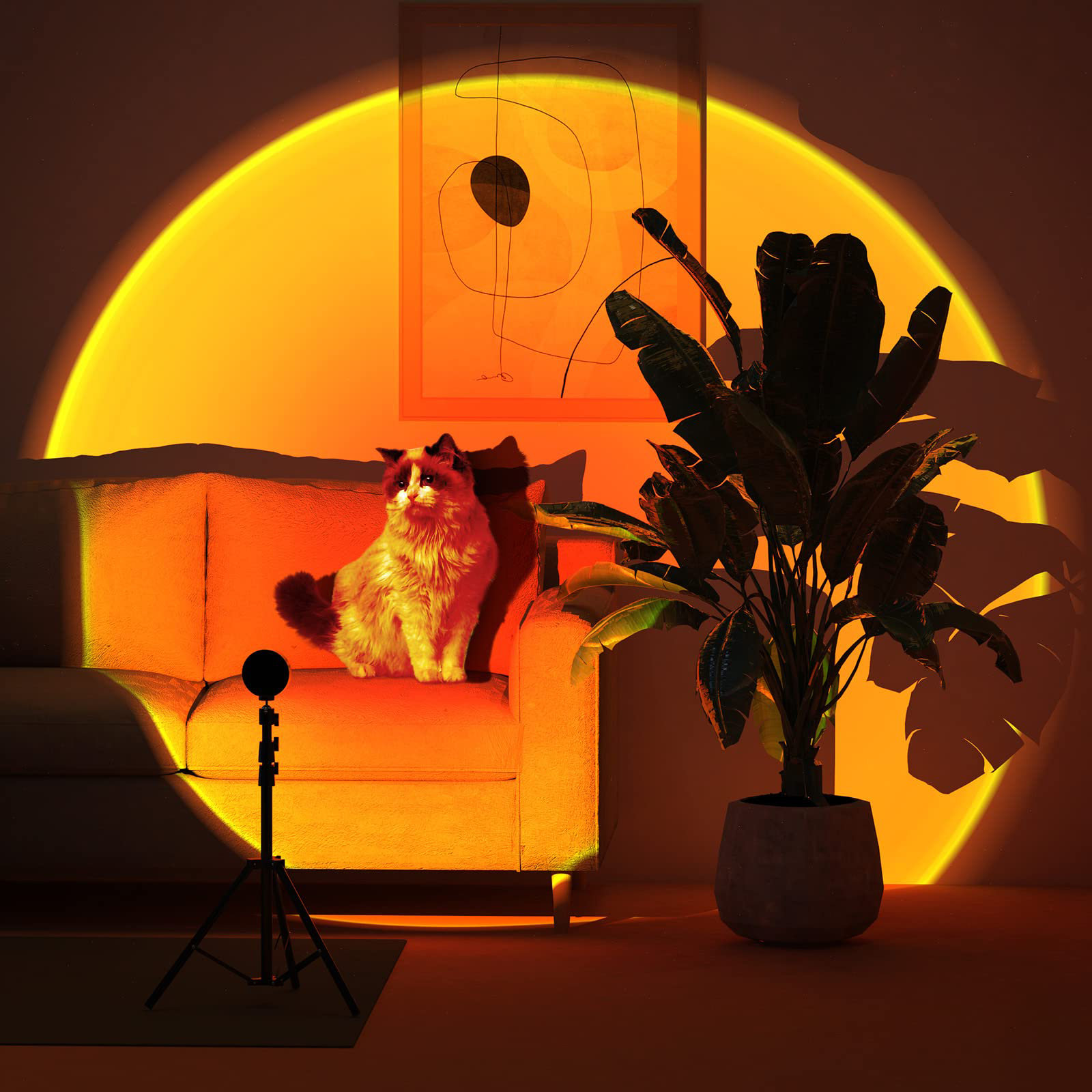 Latitude Run® Sunset Floor Lamp Projection 140cm Adjustable Stand Led ...