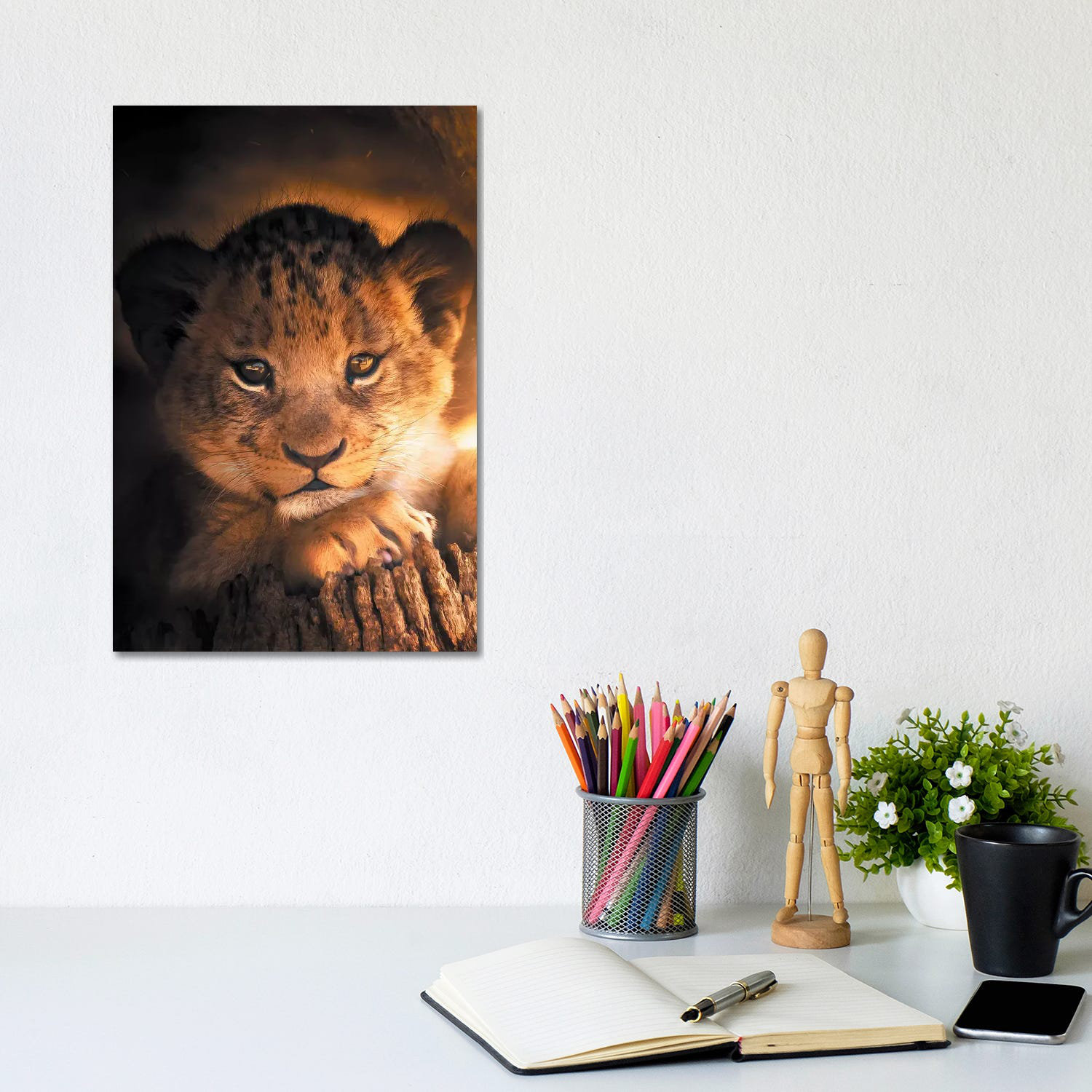 East Urban Home Lion Cub by Zenja Gammer - Wrapped Canvas Photograph ...