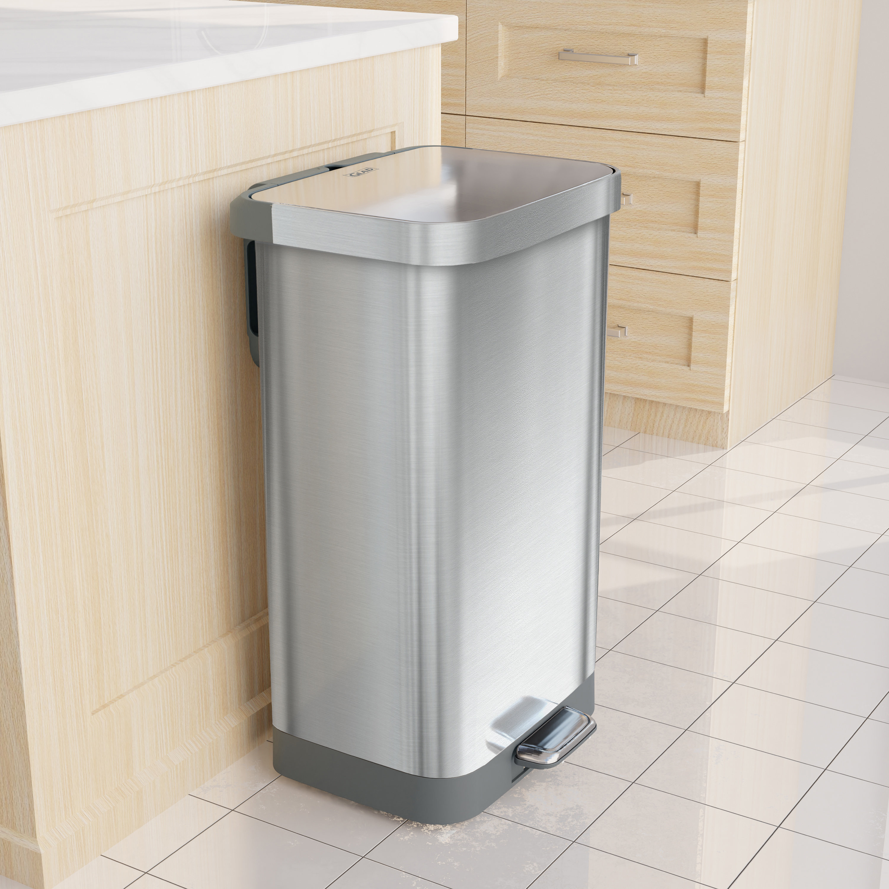 GLAD™ 20 Gallons Steel Step On Trash Can & Reviews | Wayfair
