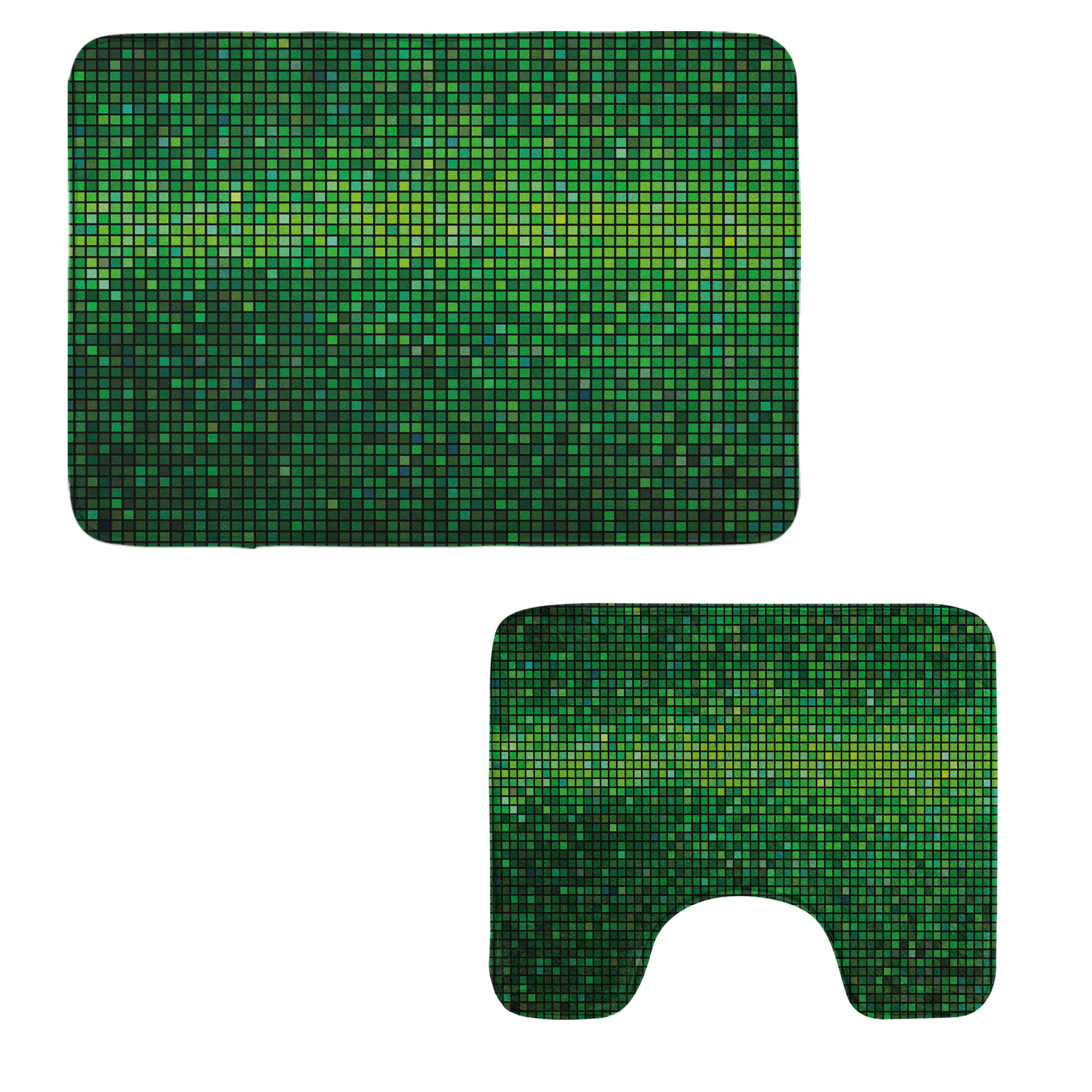 East Urban Home Green Bathroom Rug Set 2 Pieces Rectangle & Contour ...