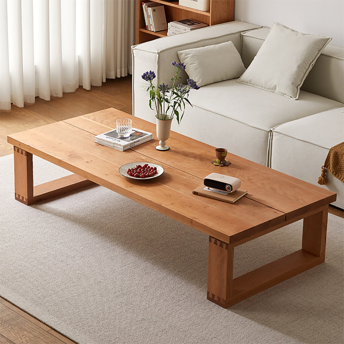 Wu's StylishVault Table basse simple en bois de cerisier massif ...