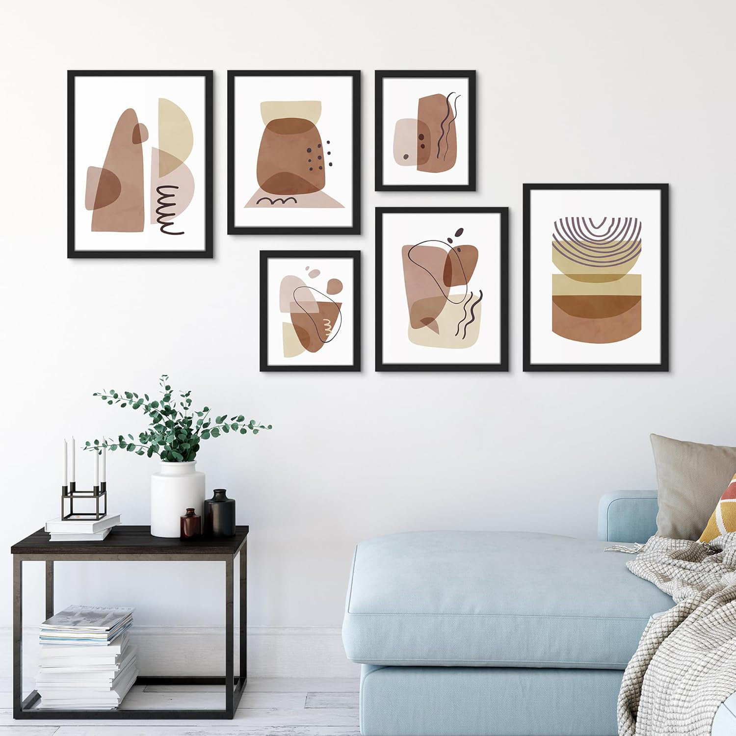 SIGNLEADER Collage Mid-Century Brown & Tan Color Blocks Abstract Shapes ...