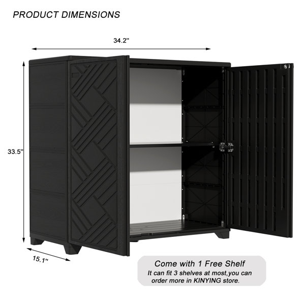 Kinying Outdoor Storage Cabinet Waterproof, 34"X15"X33" Outdoor Storage ...