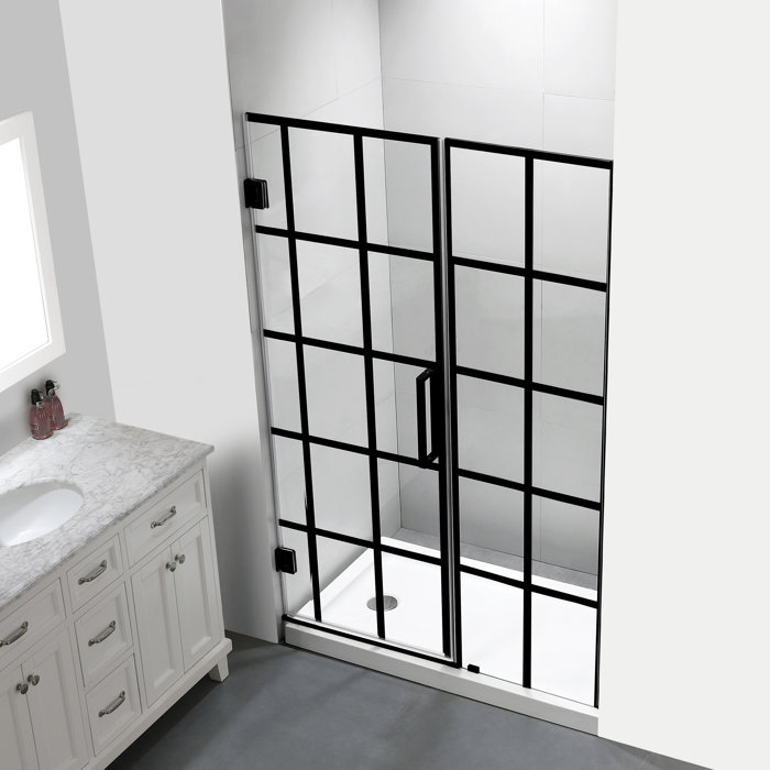 Zipcode Design™ Cyrus 48" W x 72" H Hinged Semi-Frameless Shower Door ...