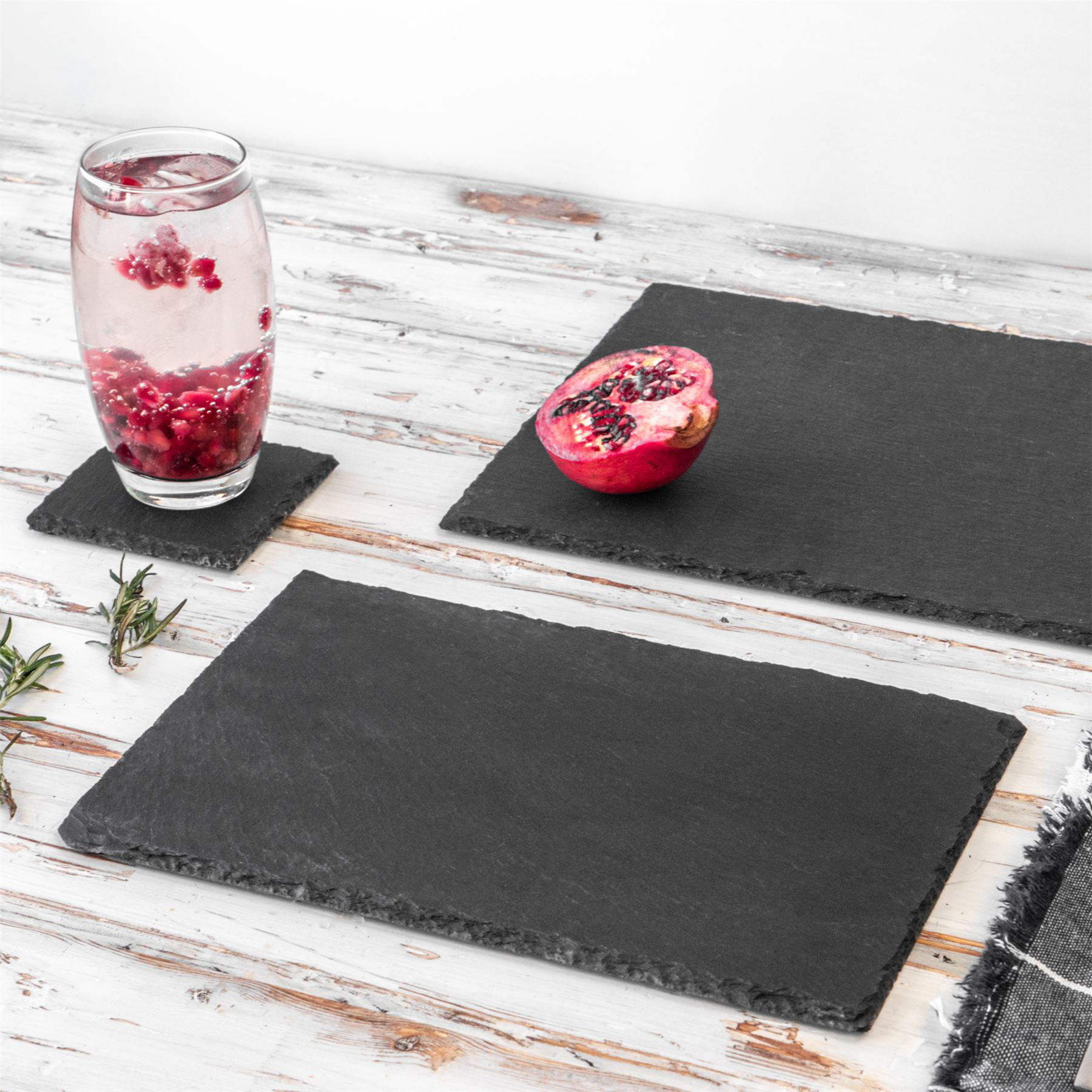 Argon Tableware - 13pc Rectangle Slate Placemats, Coasters & Platter ...