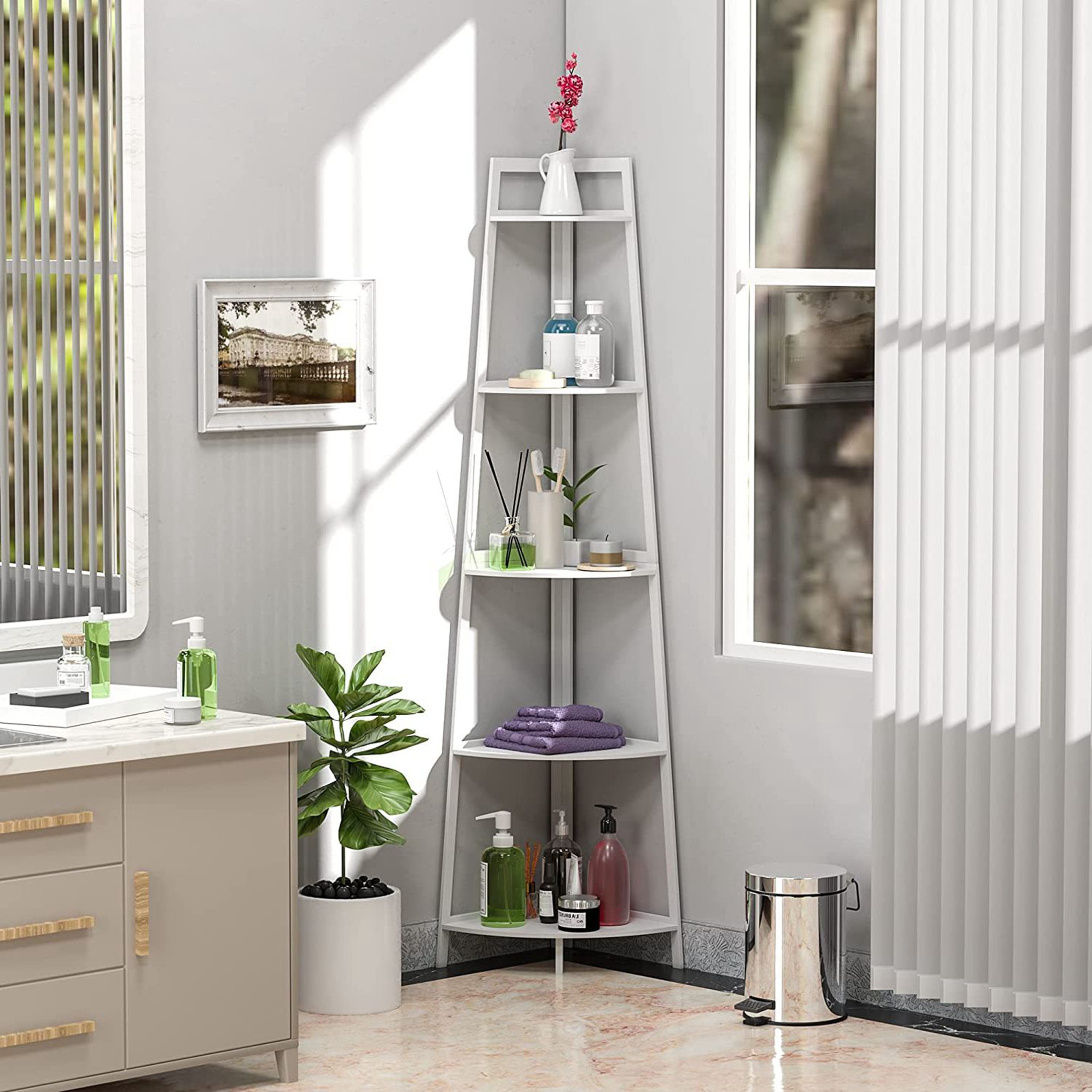 Ebern Designs Parsa Corner Shelf 70 Inch Tall Bookshelf - Wayfair Canada