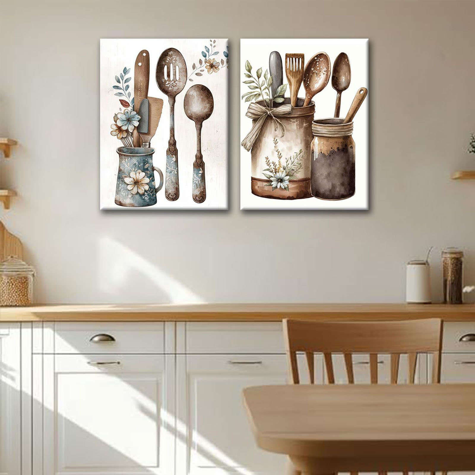 August Grove® 2 Pcs Vintage Country Style Canvas Wall Art Kitchen ...