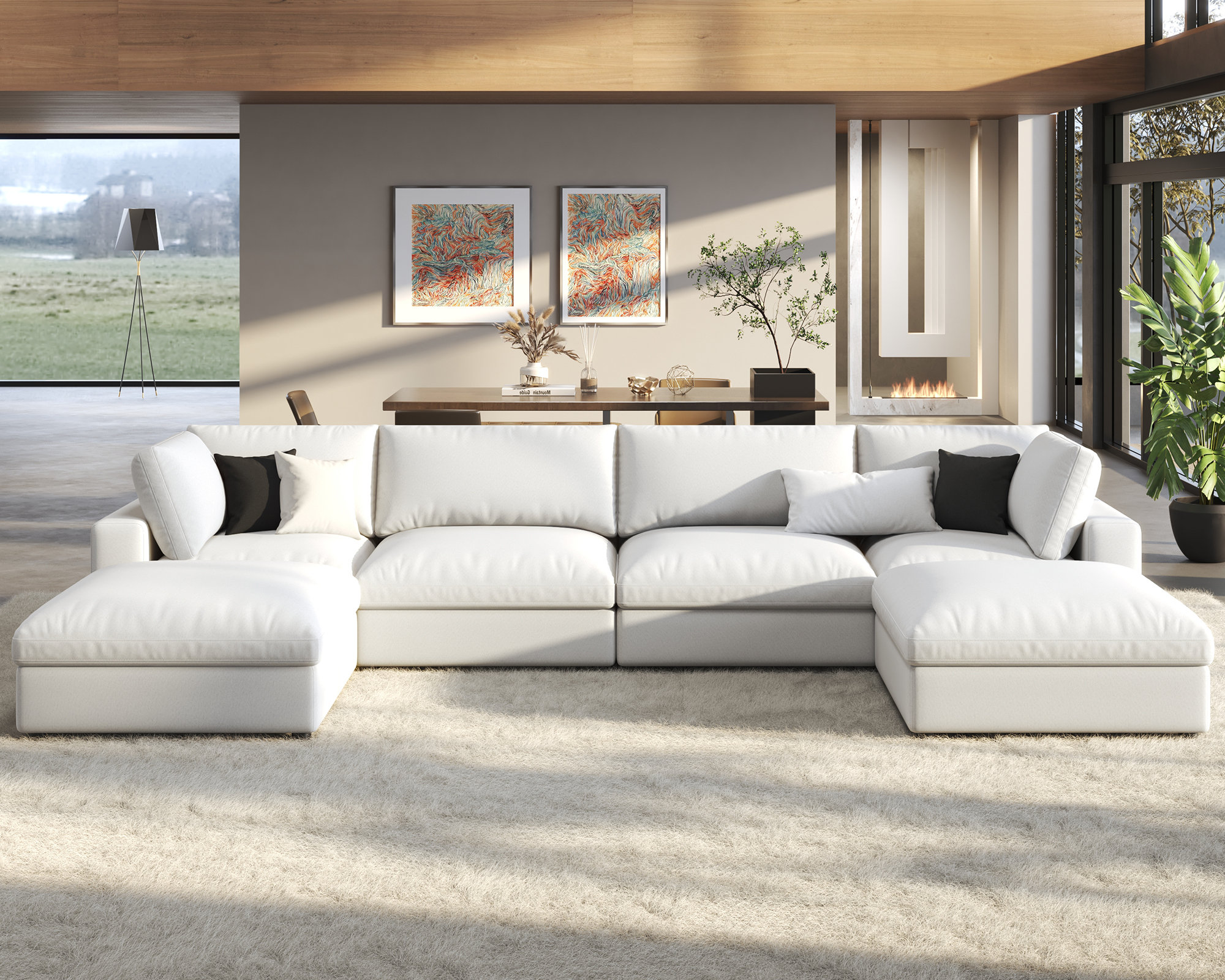 Latitude Run® Modechai Sectional Sofa, 152? Down Filled Sofa, 6 Seats U ...