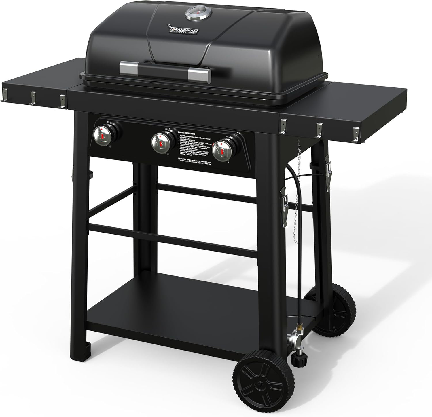 Brand-Man Grills Bronco 3-Burner Propane Gas Grill with Portable ...