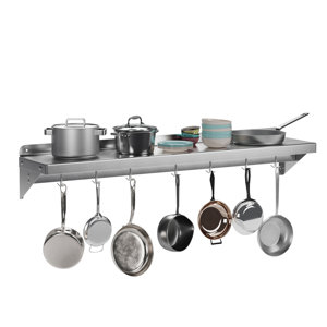 Prep & Savour Steel Flat Wall Mounted Pot Rack & Reviews | Wayfair