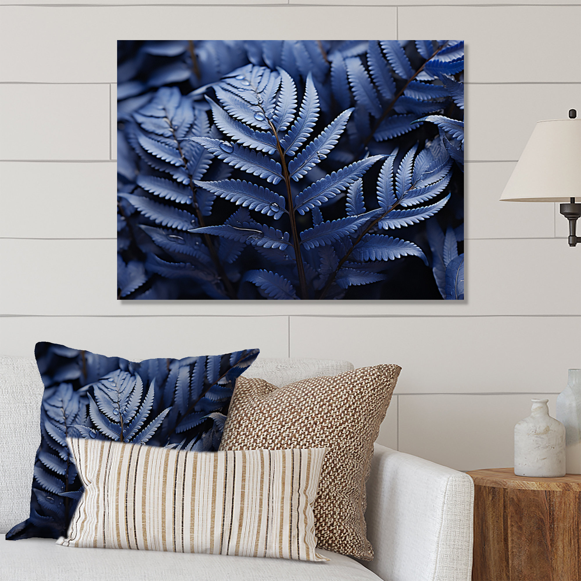 Ebern Designs Blue Ferns Indigo Tranquility I - Unframed Print on Metal ...