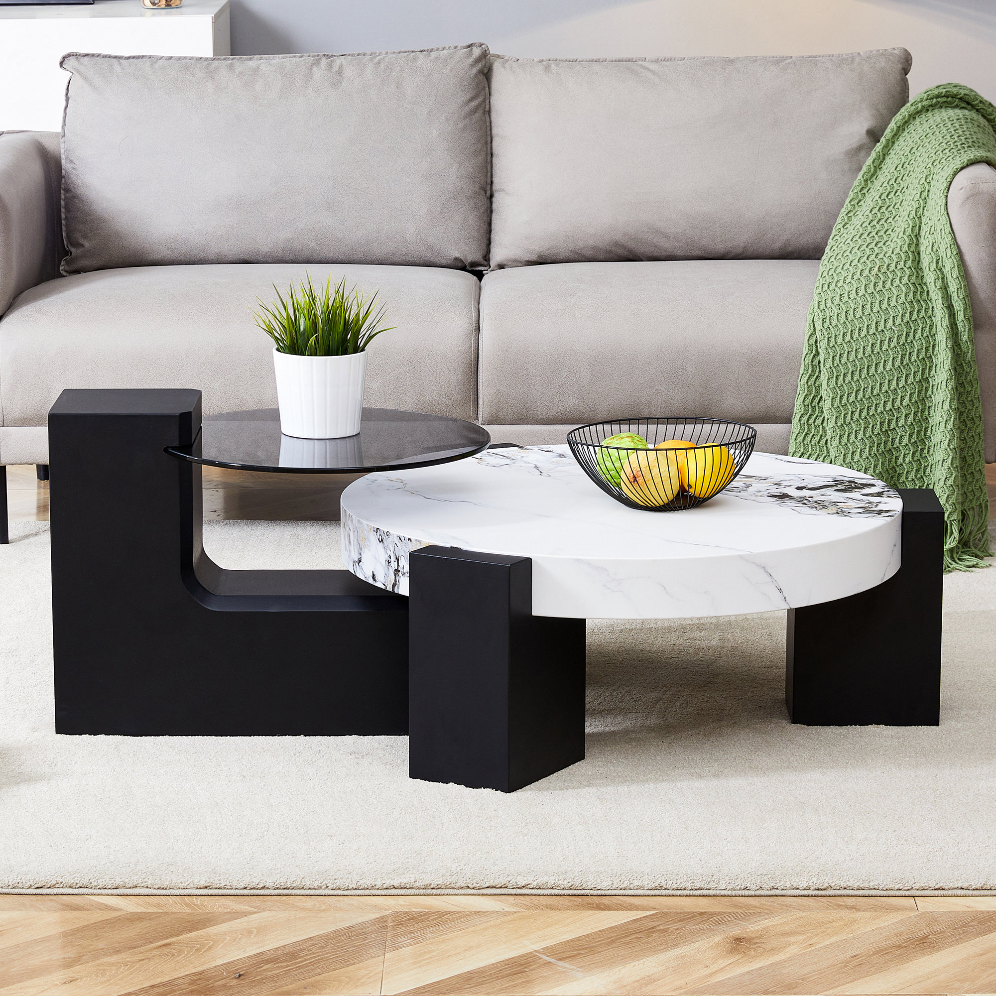Wrought Studio™ Detachable Double Layer Coffee Table with Modern Design ...