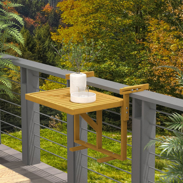 Latitude Run® Outsunny Balcony Railing Table, Outdoor Folding Hanging ...
