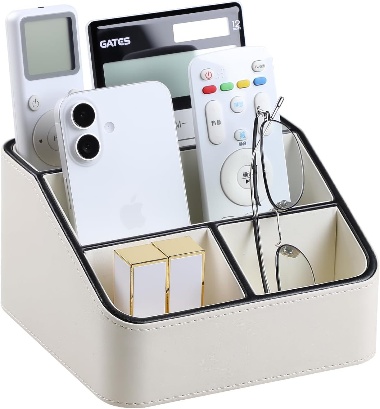 Tianfukaimei PU Leather Small Desk Organizer with 4 Compartments | Wayfair