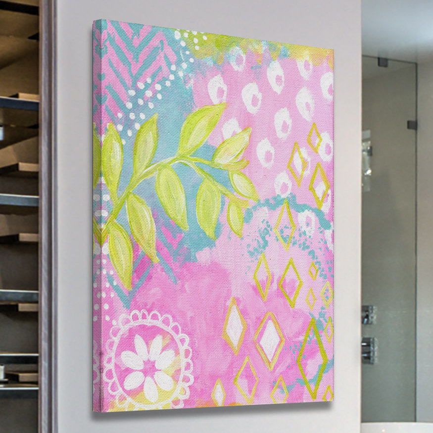 Marmont Hill 'Pink Abstract Leaves' by Jill Lambert Painting Print on ...