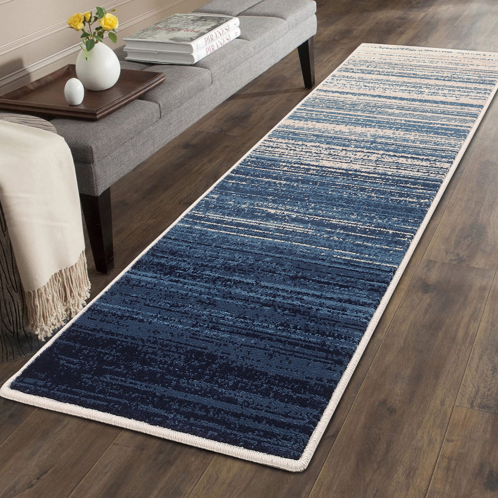 Longshore Tides Berdella Ombre Machine Woven Polypropylene Area Rug in ...