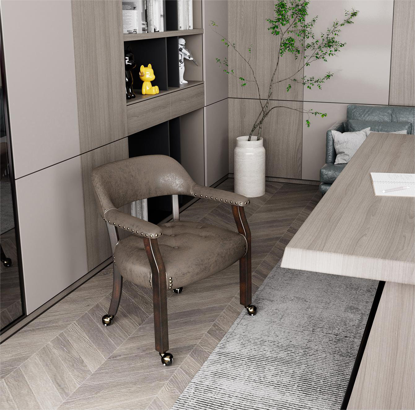 Red Barrel Studio® Elani Bankers Swivel Tufted Dining Chairs with ...