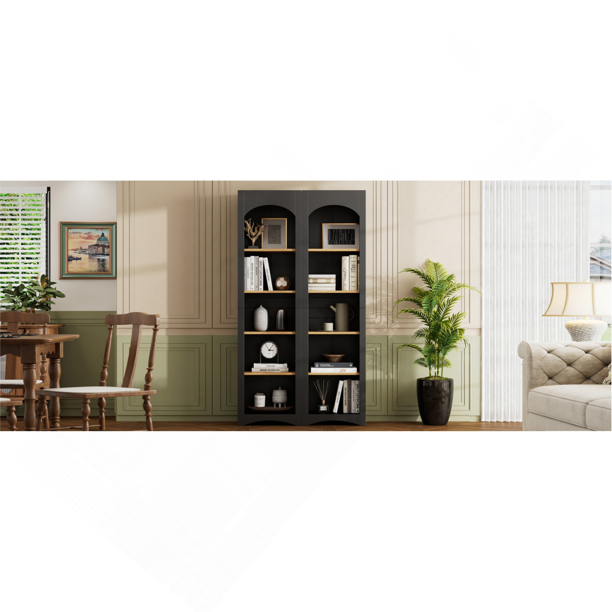 Lark Manor™ Free Standing 5 Tier Bookshelves, Bookcases Set Of 2 ...