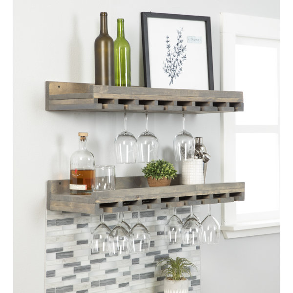 Union Rustic Barnsdall Solid Wood Wall Mounted Wine Glass Rack ...