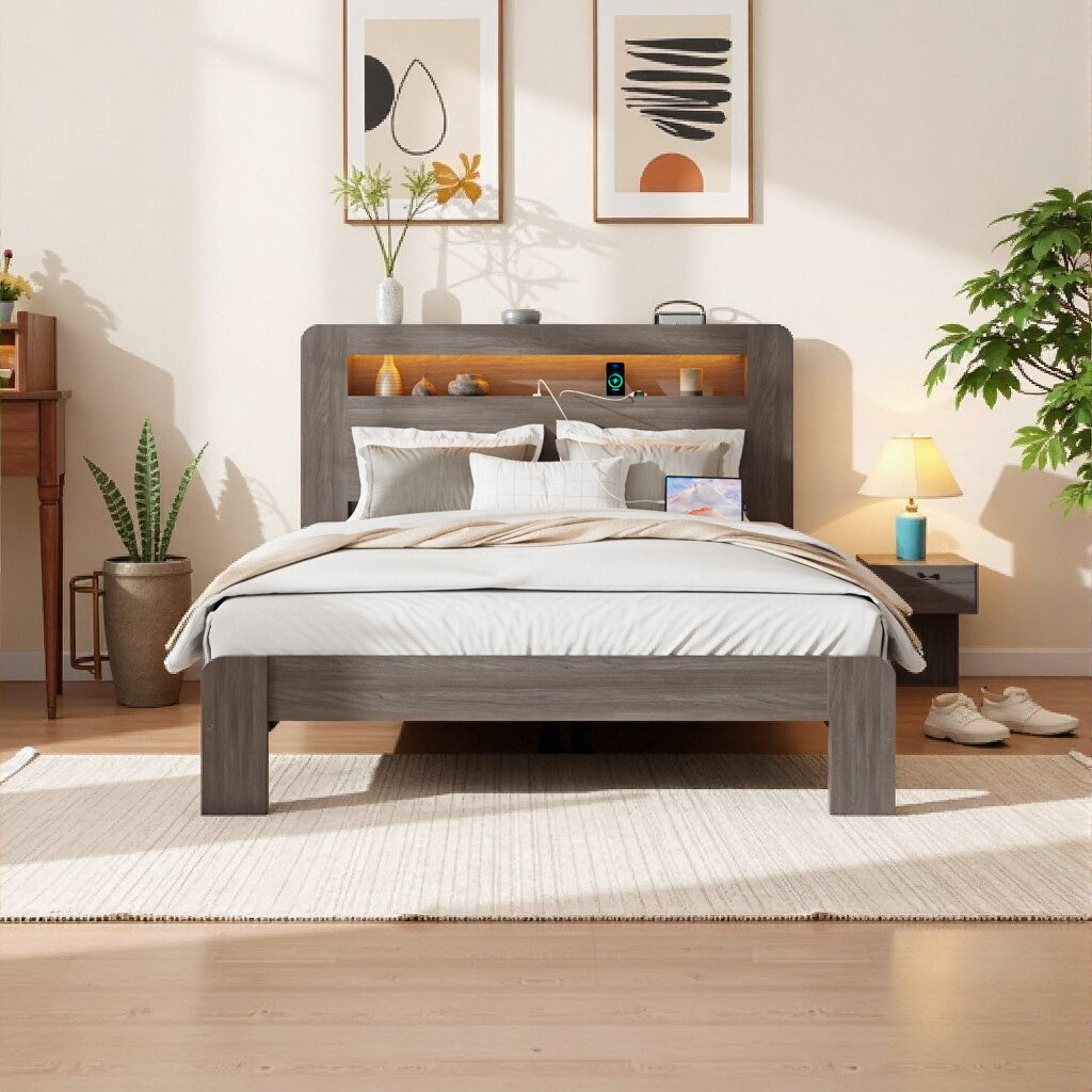 Latitude Run® Multi-Functional Platform Bed with Charging Station - Full/Queen Size - Wayfair Canada