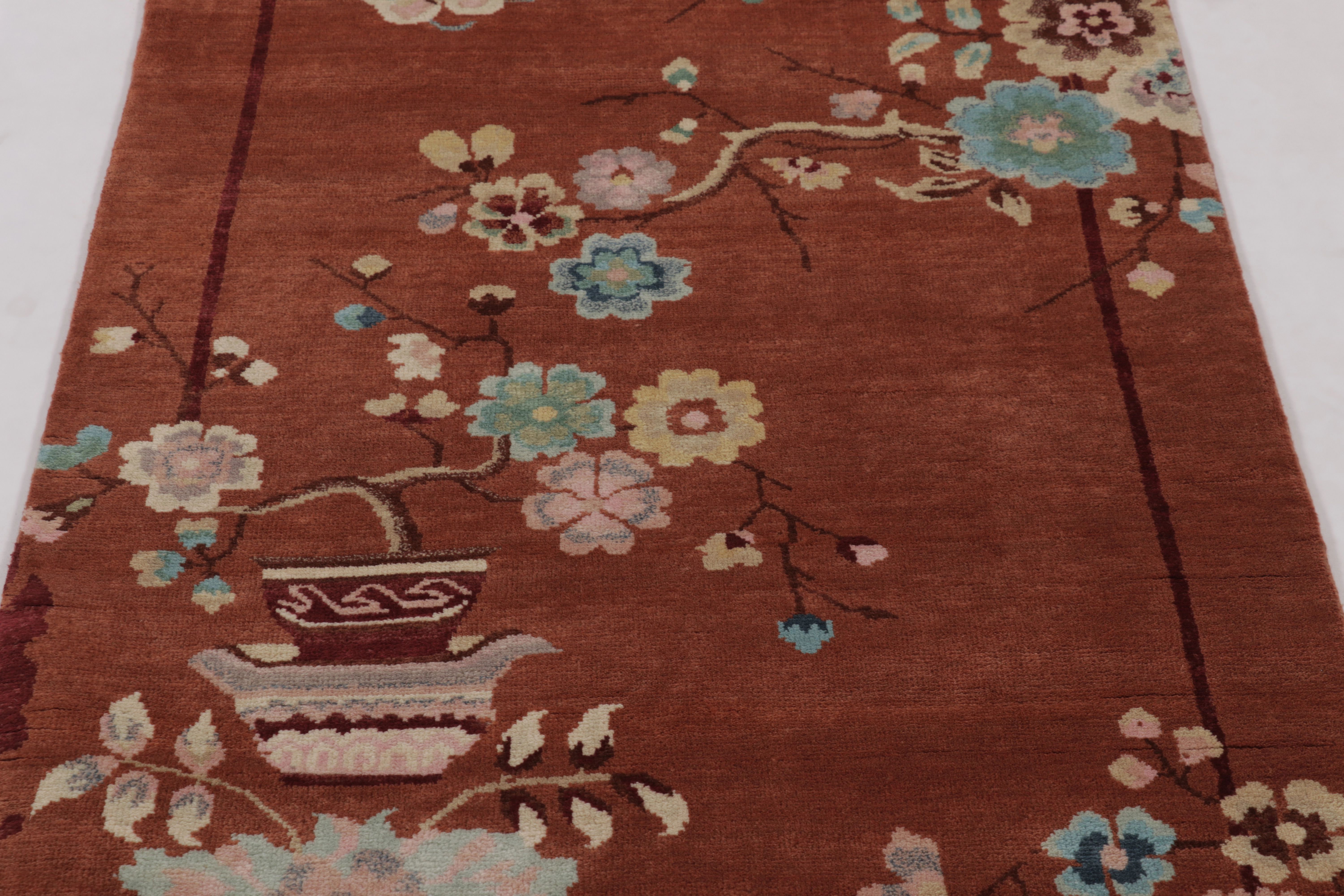 Rug & Kilim’S Chinese Art Deco Inspired Rug, Vibrant Florals & Figurals ...