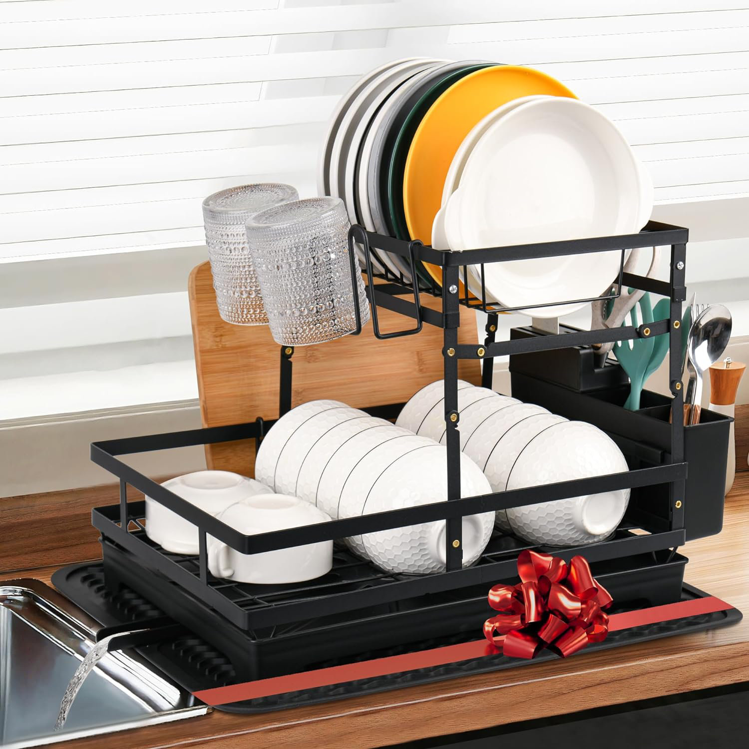 WOOD YOU OF GAINESVILLE, INC. 2 Tier Large Sink Dish Drying Rack Over ...