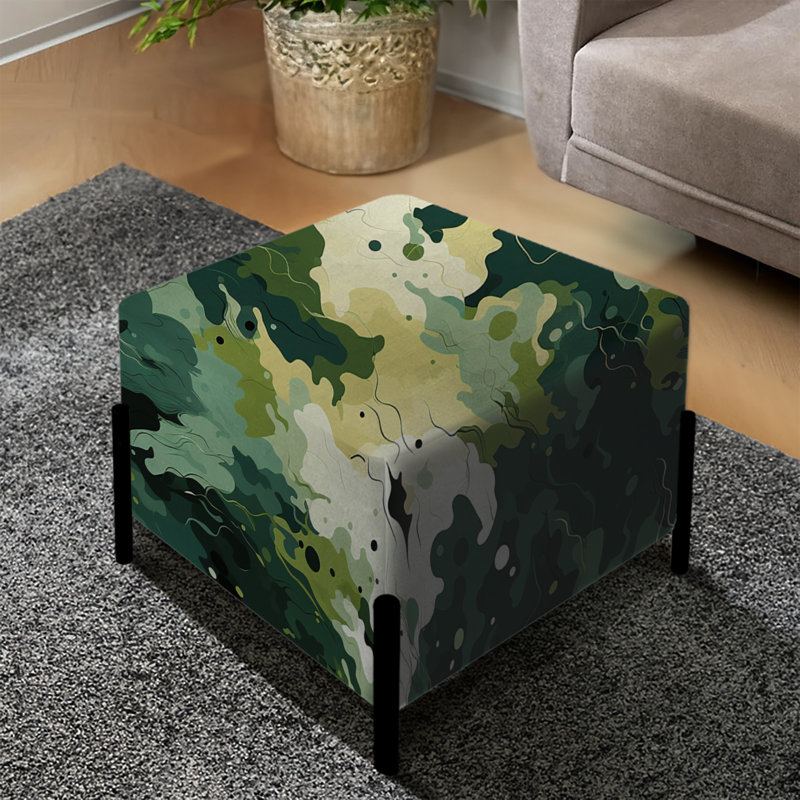 Design Art Camouflage Green Art Splatter - Camouflage Square Ottoman ...