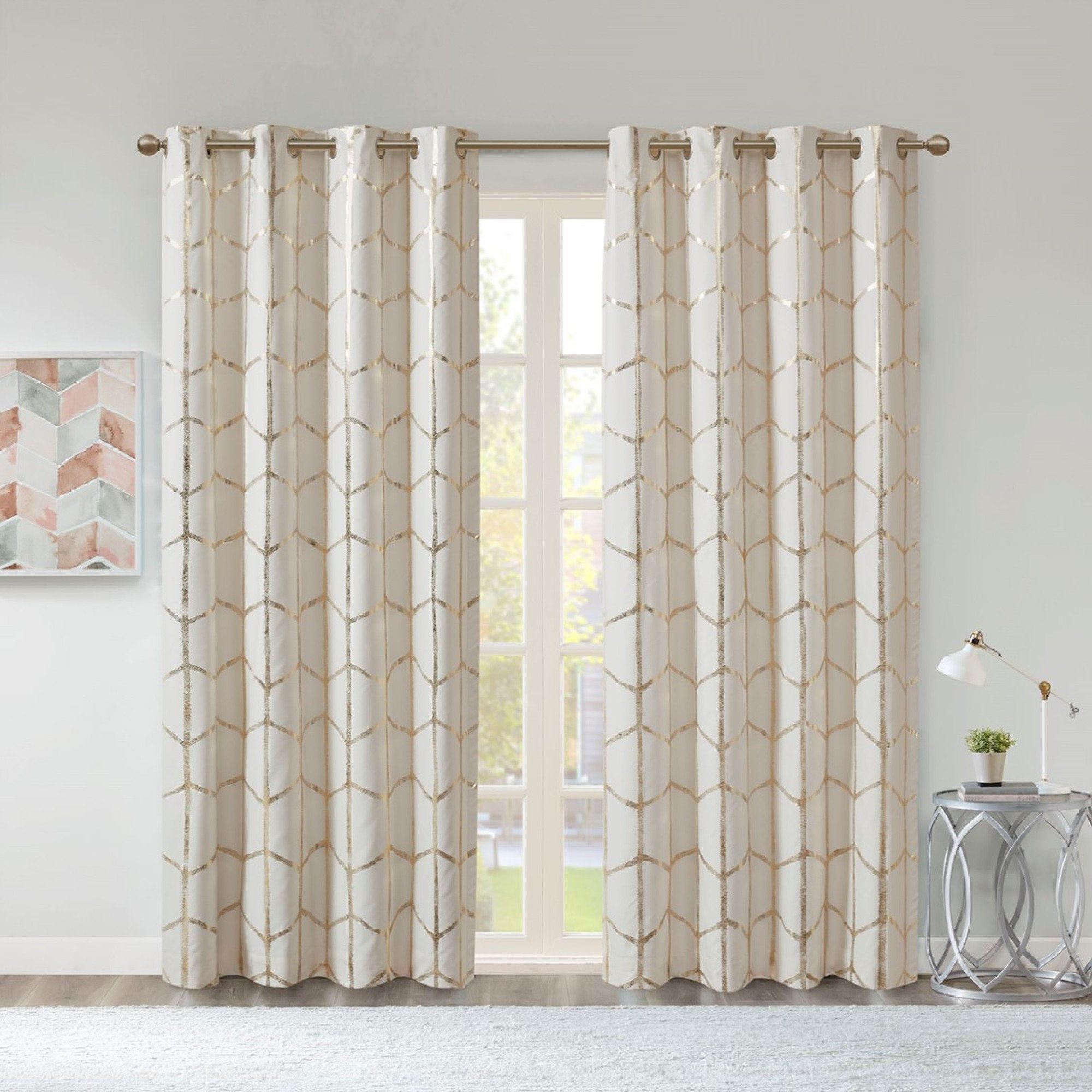 Hokku Designs Ivory & Gold Total Blackout Grommet Curtains - Energy Efficient And Noise Reducing ...