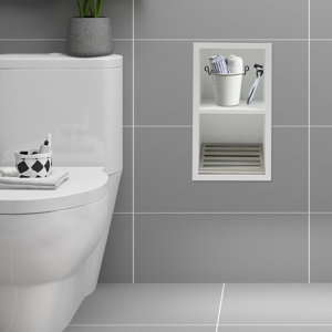 Ebern Designs 2-Tier Stainless Steel Recessed Storage Cabinet, Wall ...