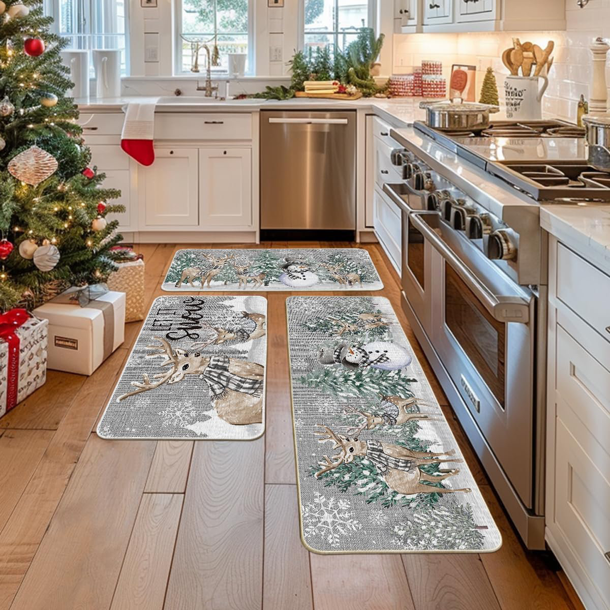 The Holiday Aisle® Christmas Kitchen Mats Set of 3 | Wayfair