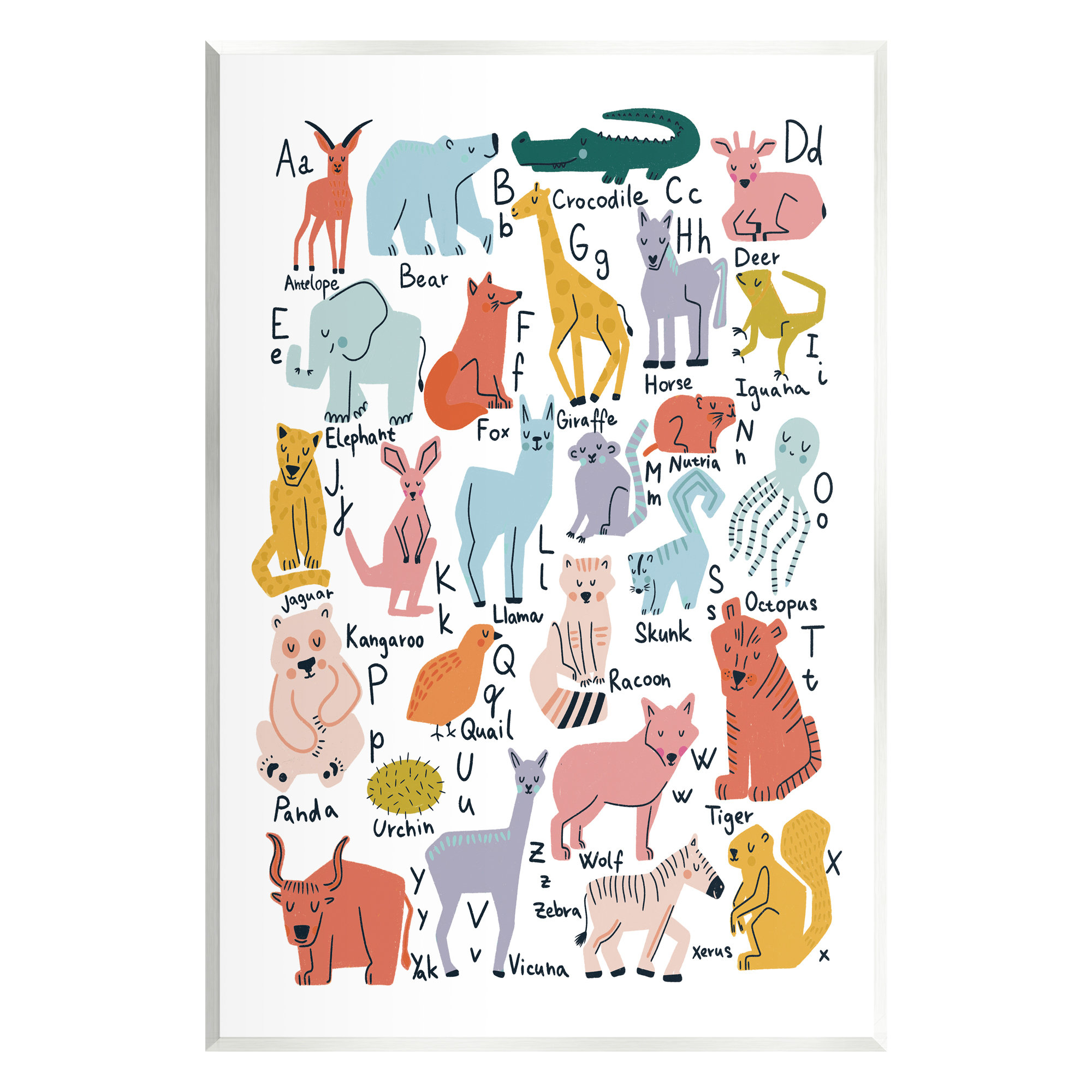 Stupell Industries Various Animal Alphabet Chart Educational Nature ...