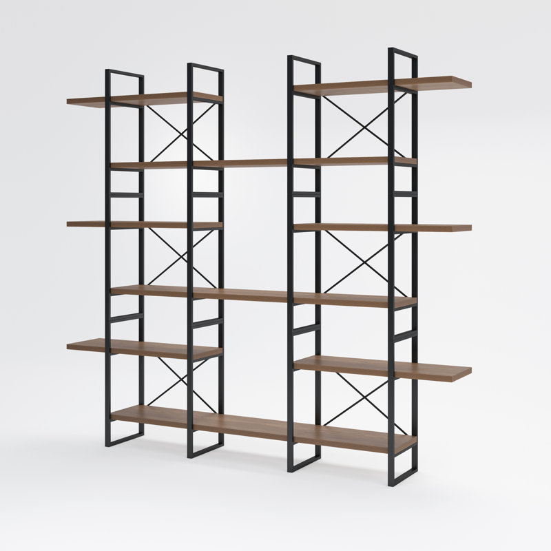 17 Stories Lotus Walnut Color Etagere Bookcase | Wayfair