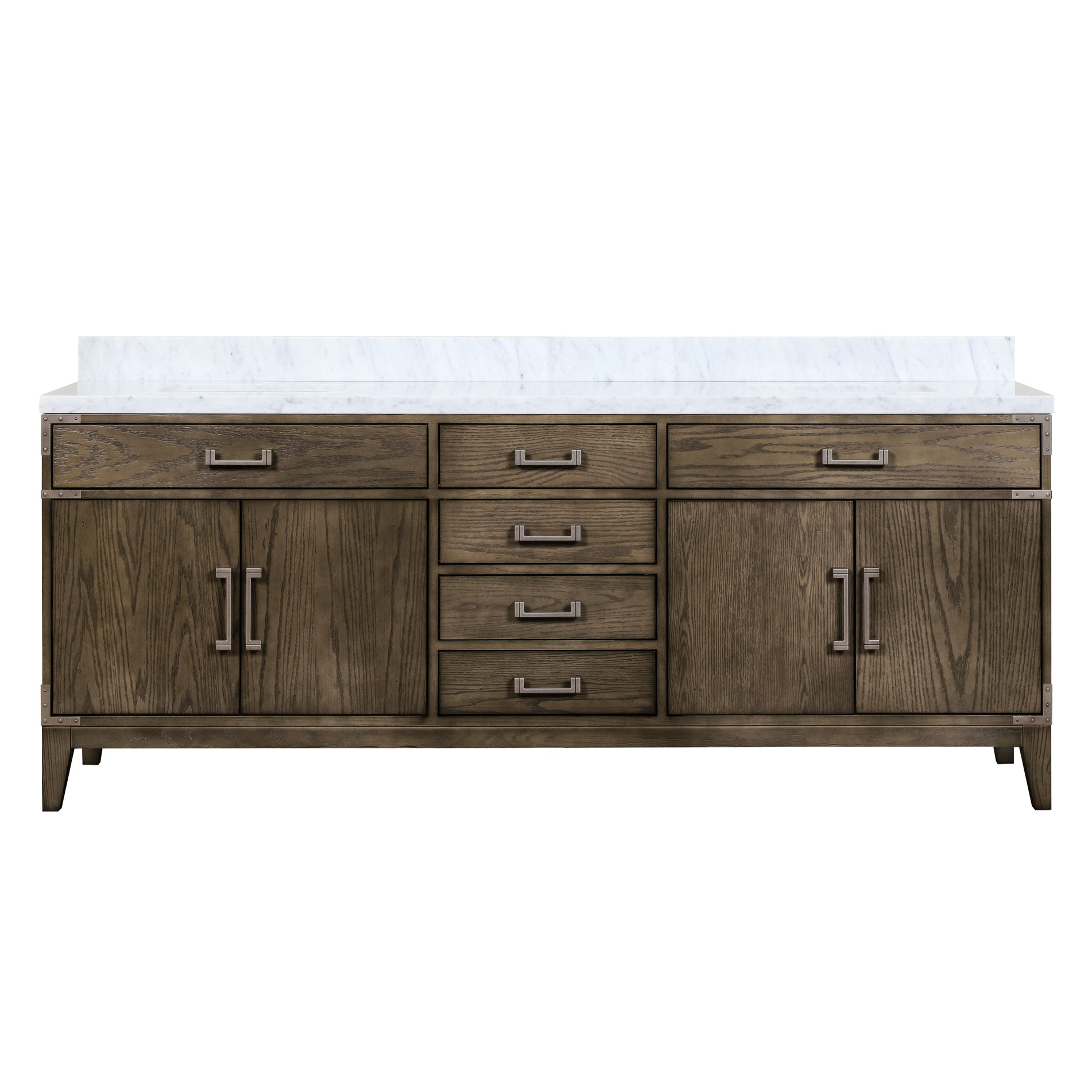 Orren Ellis Grey Oak Double Bathroom Vanity 84 In. W X 22 D - Marble ...