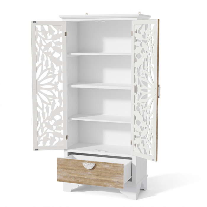 69'' Tall Vintage Carved Accent Cabinet With 1 Drawer | Birch Lane