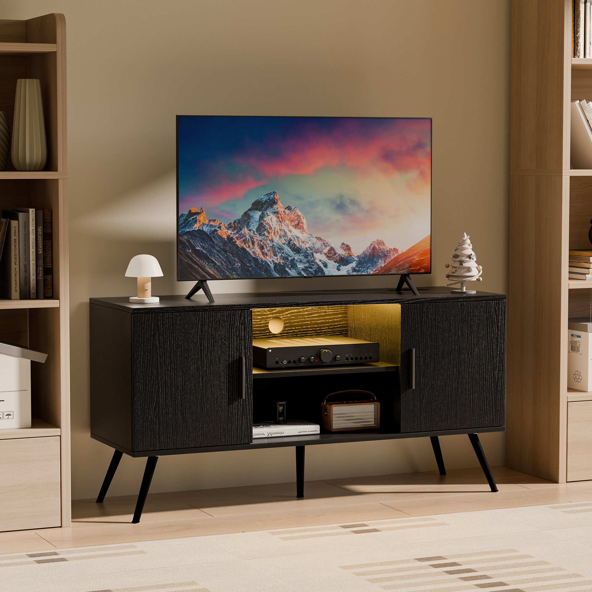 Cikonielf Caelum LED TV Stand Media Entertainment Center Table With ...