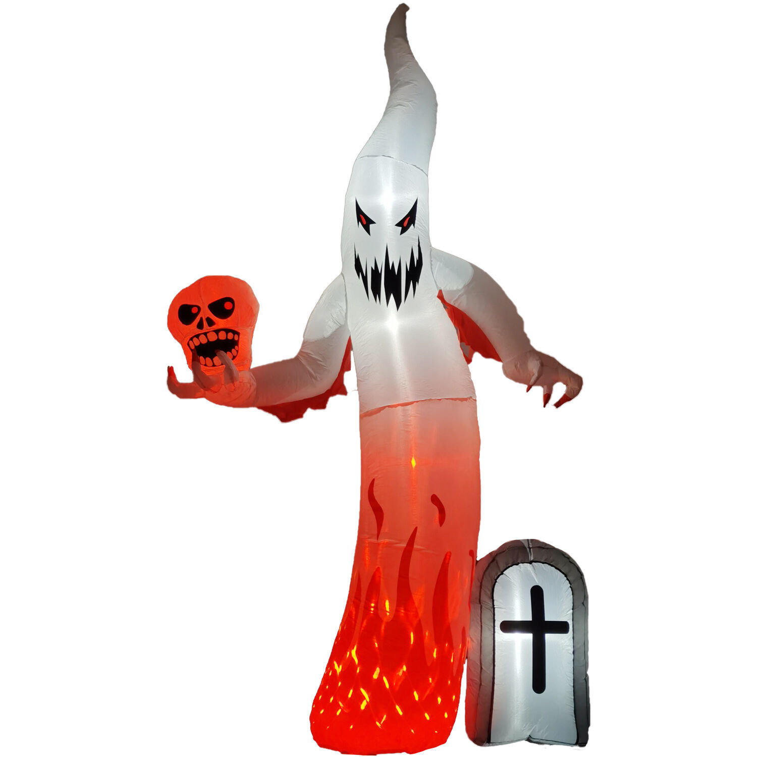 Haunted Hill Farm 9-Ft. Inflatable Pre-Lit Ghost with Skull and ...