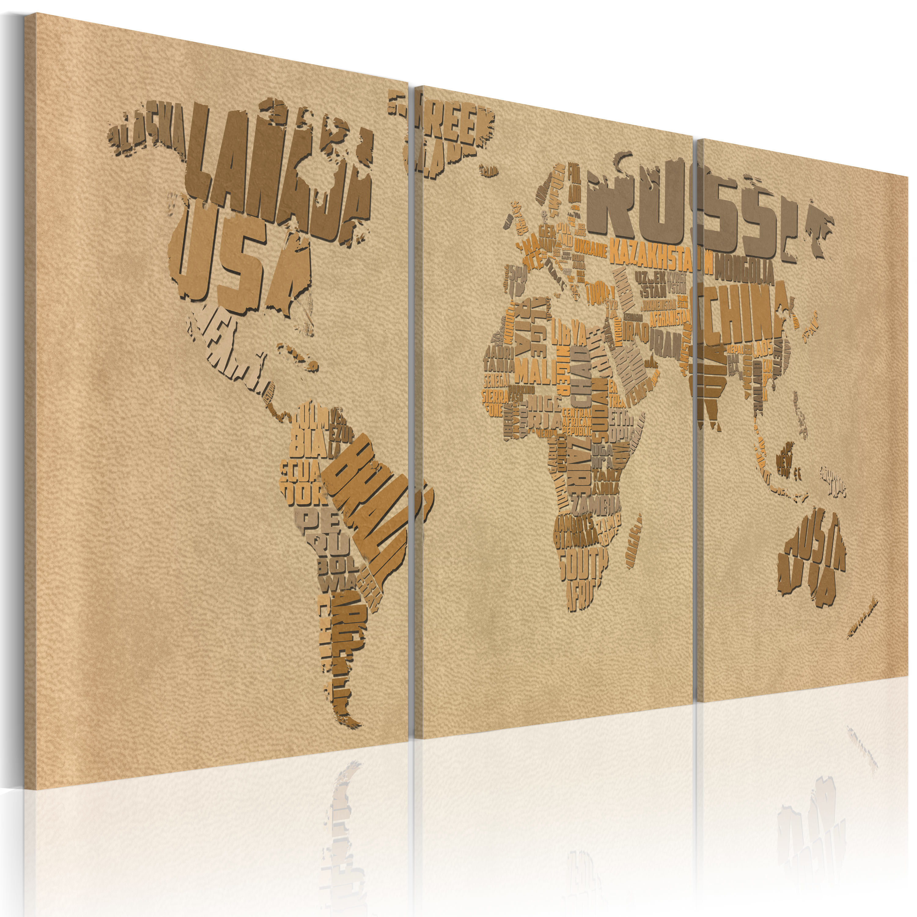 East Urban Home The World Map - 3 Piece Wrapped Canvas Print | Wayfair