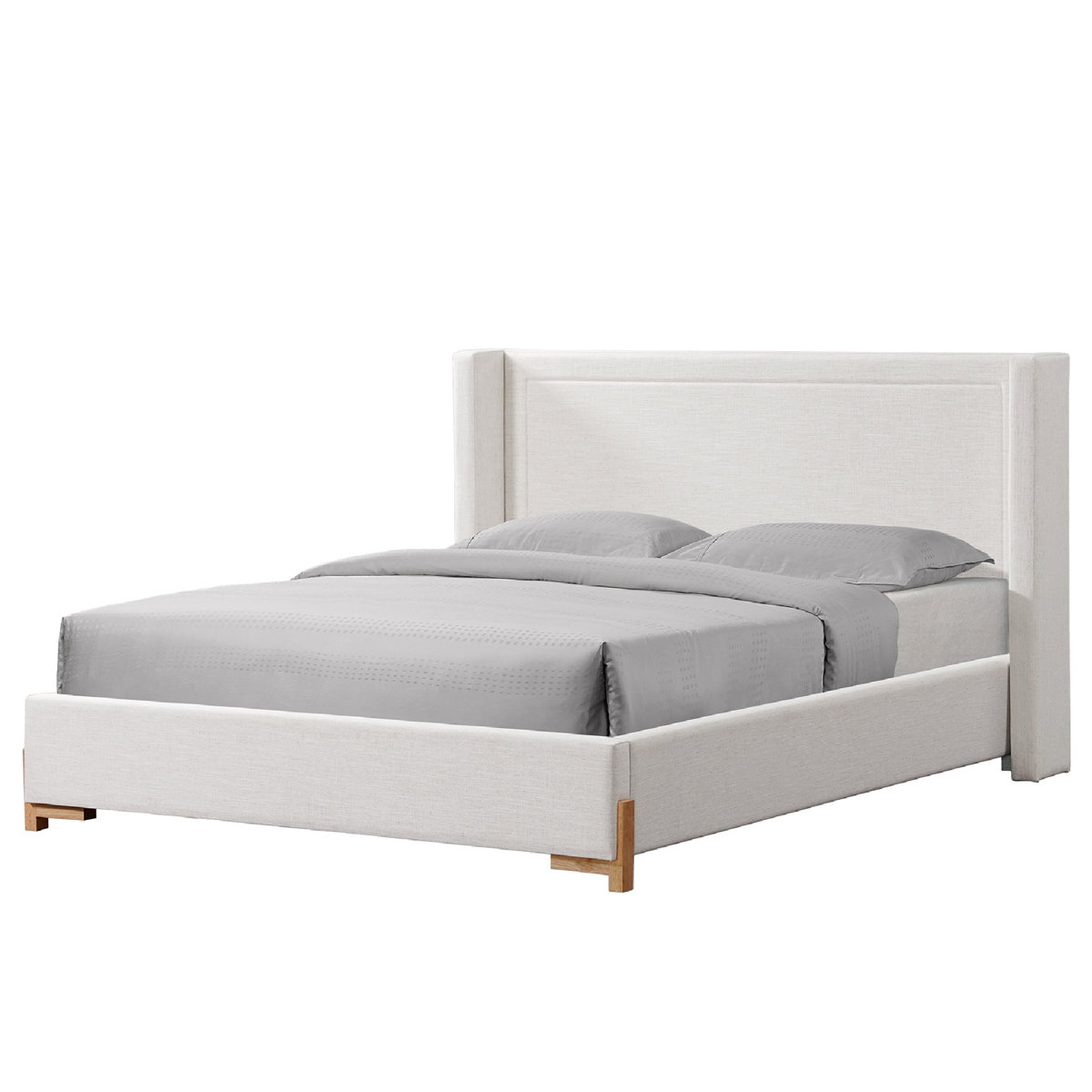 Everly Quinn Wingback Queen Bed Ivory & Reviews | Birch Lane