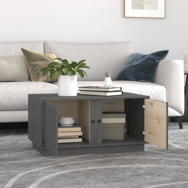 17 Stories Nivek Solid Wood Enclosed Coffee Table with Storage ...