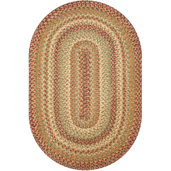 August Grove® Dajohn Jute Braided Non-Shedding Country Brown/Cream Rug ...
