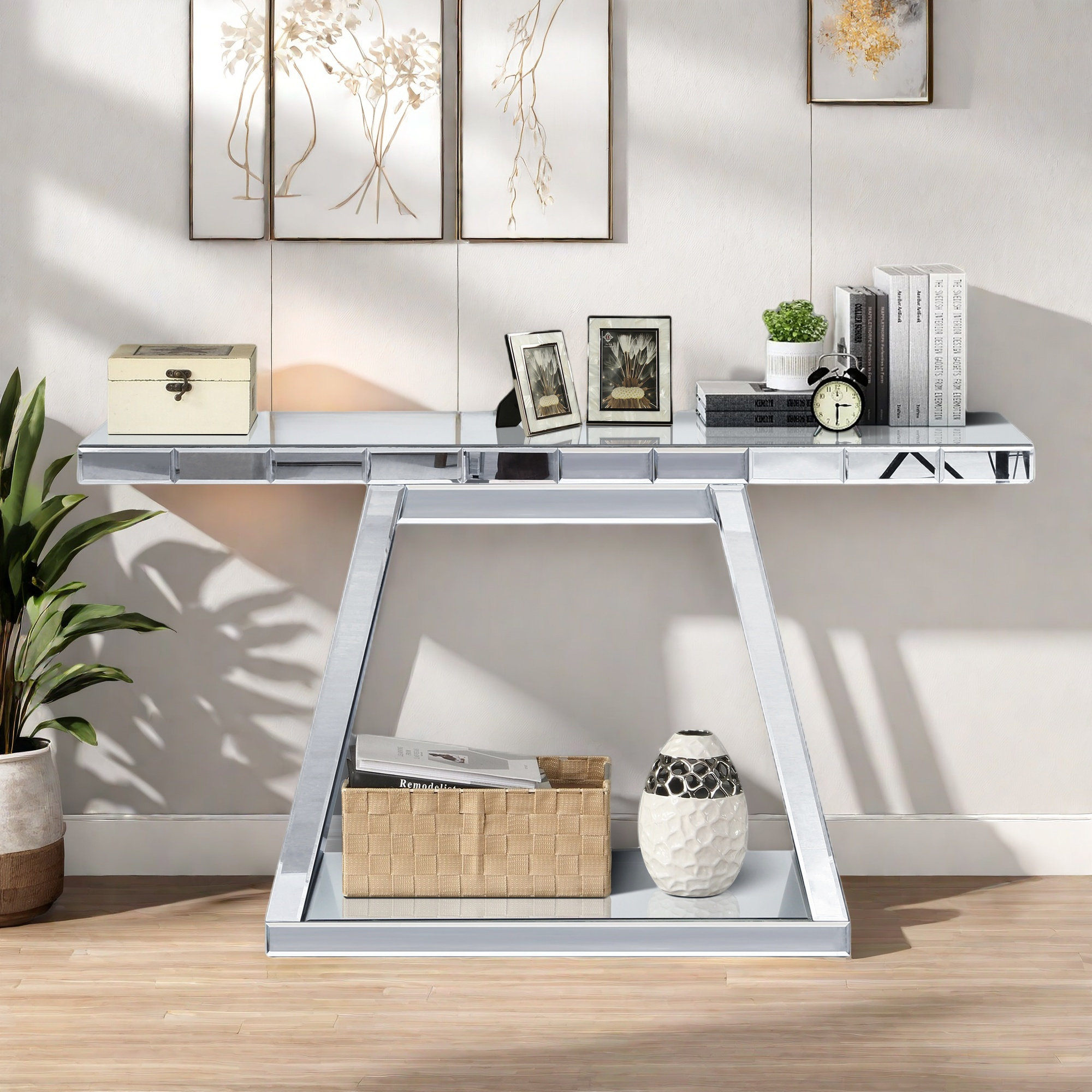 Wrought Studio™ Modern 360° Mirror Reflective Console Table With ...