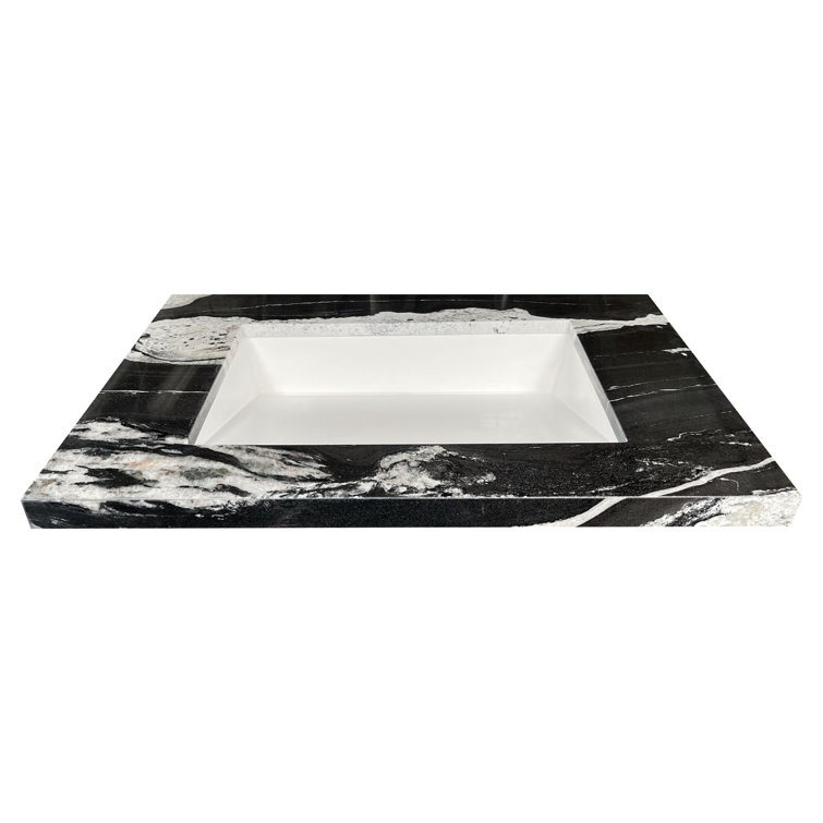 Marble-Lite 16'' Gloss White Polymarble Rectangular Bathroom Sink ...