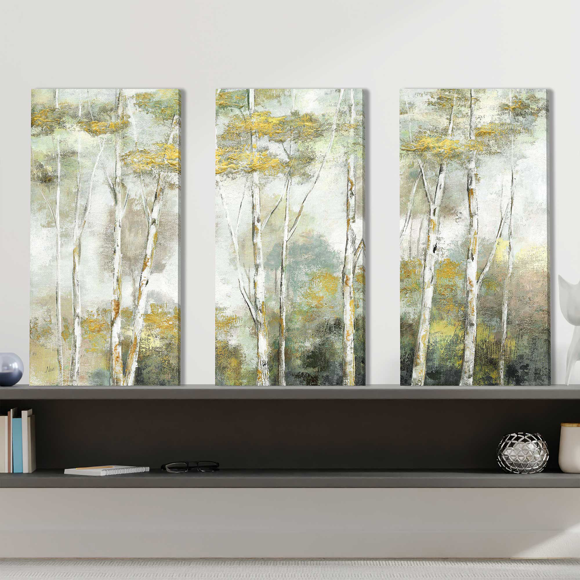 Loon Peak® Twinkling Trees by Nan - 3 Piece Wrapped Canvas Painting ...